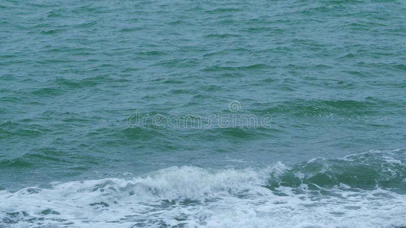 Element of Nature. White Wave Bubble Hits Fine Beach. Cinematic ...