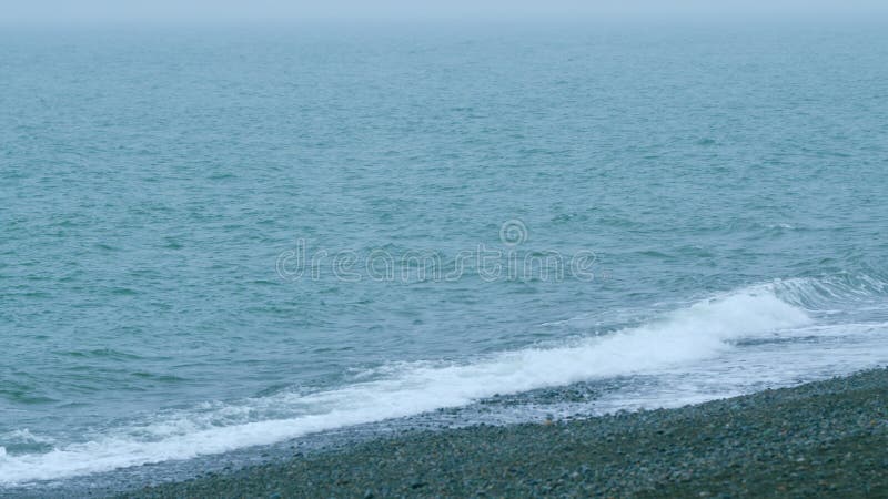 Element of Nature. White Wave Bubble Hits Fine Beach. Cinematic ...