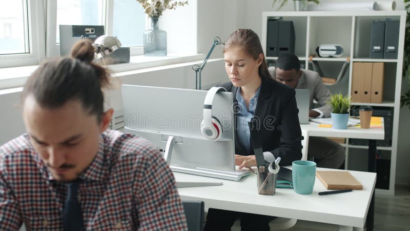 Busy Employees Bumping into Each Other in Office Building Corridor ...