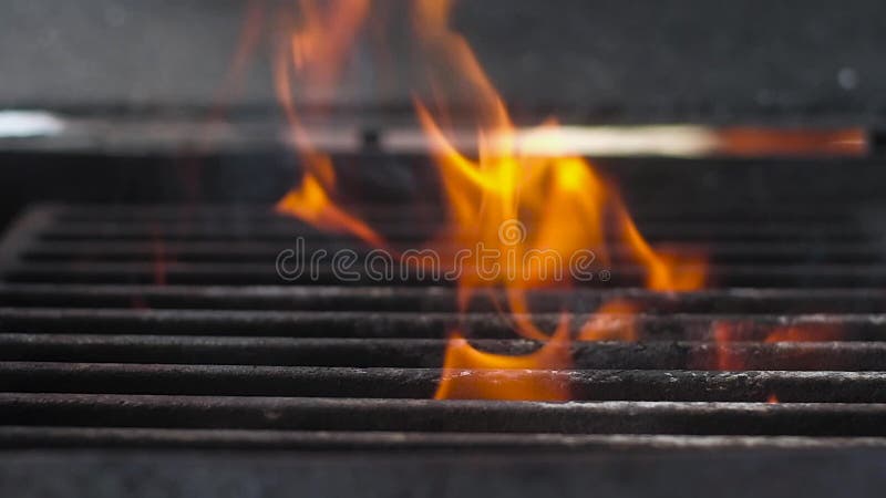 Barbecue Grill with Fire on Open Air Stock Footage - Video of roast ...