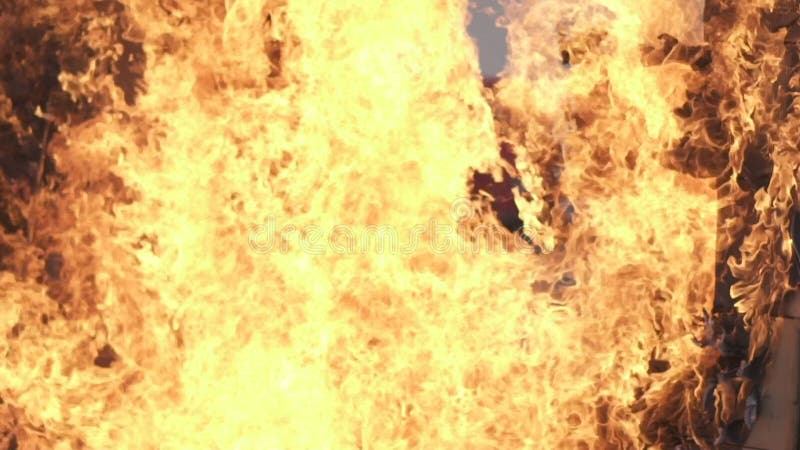 Slow Motion of Fire Flames with Ashes Floating in the Air Stock Video ...