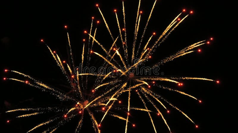 Slow Motion Fireworks in the Black Night Sky. Festive Salute Stock ...