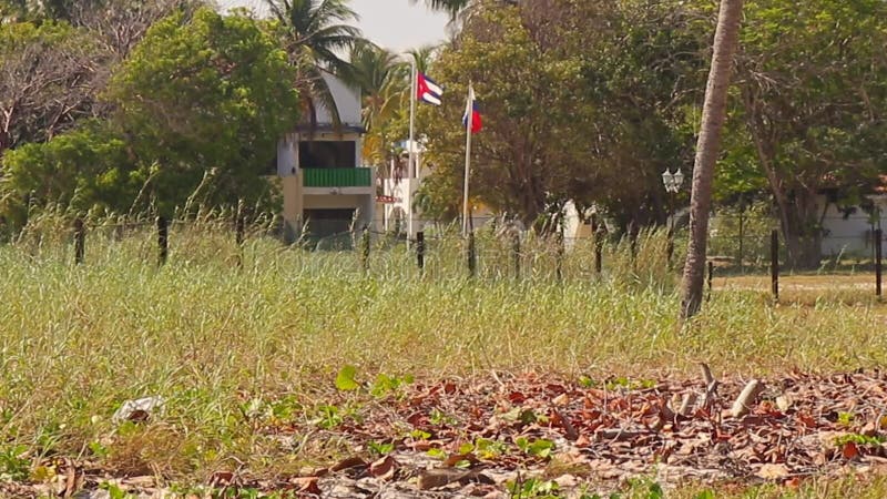 Slow Motion Footage of the Russian and Cuban Flags Floating on the Wind ...