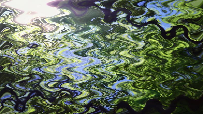Slow Motion Green and Blue Water Puddle Abstract Composition Stock ...