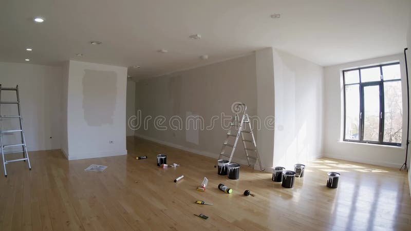 Slow Motion Home Renovation Progress, Walls Transforming Stock Footage ...
