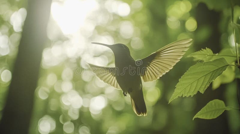 Slow Motion Hummingbird Wings in Flight Against Sunlit Greenery Stock ...