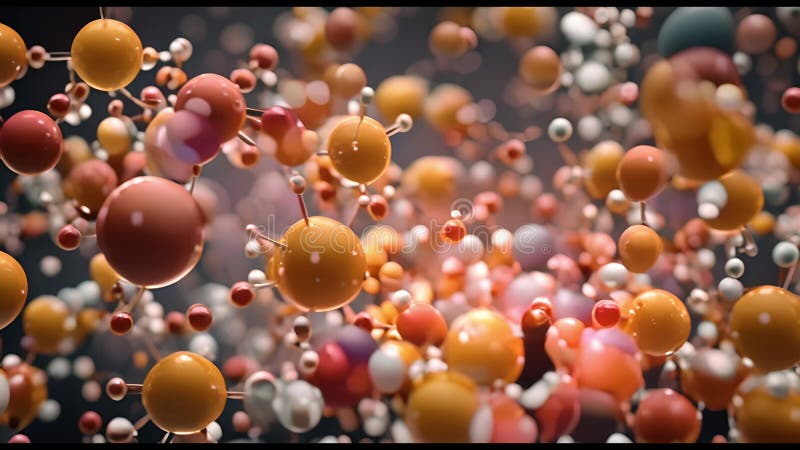 Slow Motion of Many Transparent Molecules Rotating and Floating on Grey ...