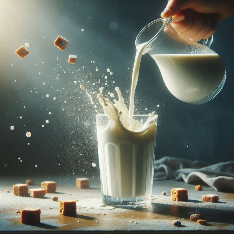 Slow Motion of Milk Pouring into a Clear Glass Stock Illustration ...