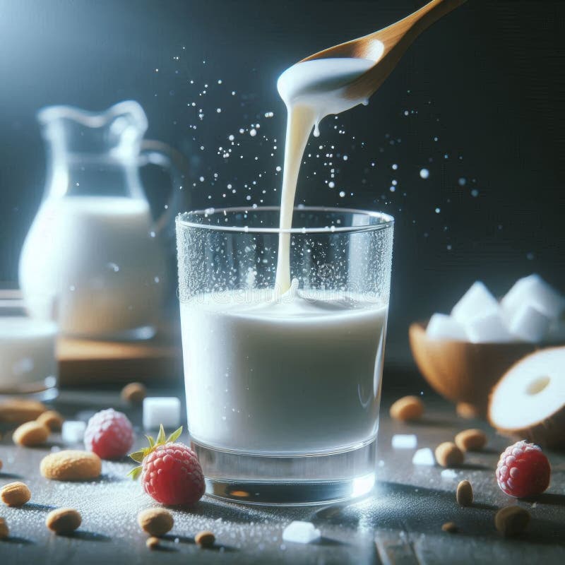Slow Motion of Milk Pouring into a Clear Glass Stock Illustration ...