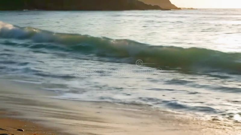 Slow Motion of Ocean Waves Breaking on Beach Shore Stock Footage ...