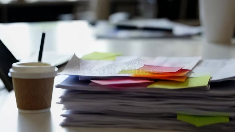 Slow Motion Office Desk Showing Growing Pile of Paperwork Stock Footage ...