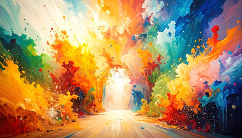 Slow Motion Paint Explosion on White Corridor. Generated Image Stock ...