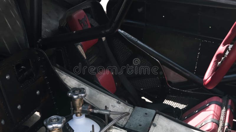 Race Car Cockpit Interior Panning Slowly Right in Slow Motion. Minsk ...