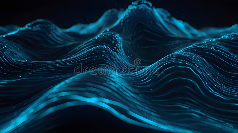 A Slow-motion Ripple Effect in a Glowing, Ethereal Blue Stock ...