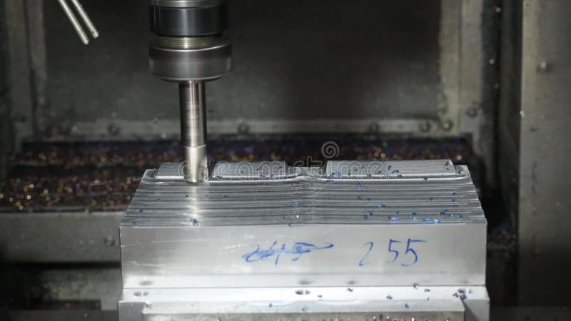 Slow Motion Scene the CNC Milling Machine Rough Cutting the Injection ...