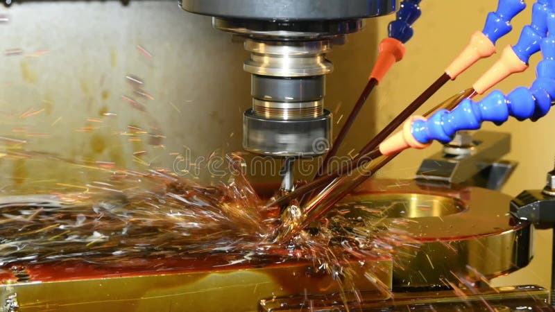 Slow Motion Scene the Hole Making by Peck Drilling Cycle Process on CNC ...