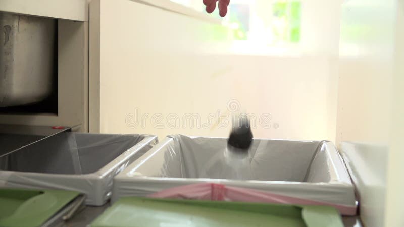 Slow Motion Sequence of Man Recycling Kitchen Waste in Bin Stock Video ...