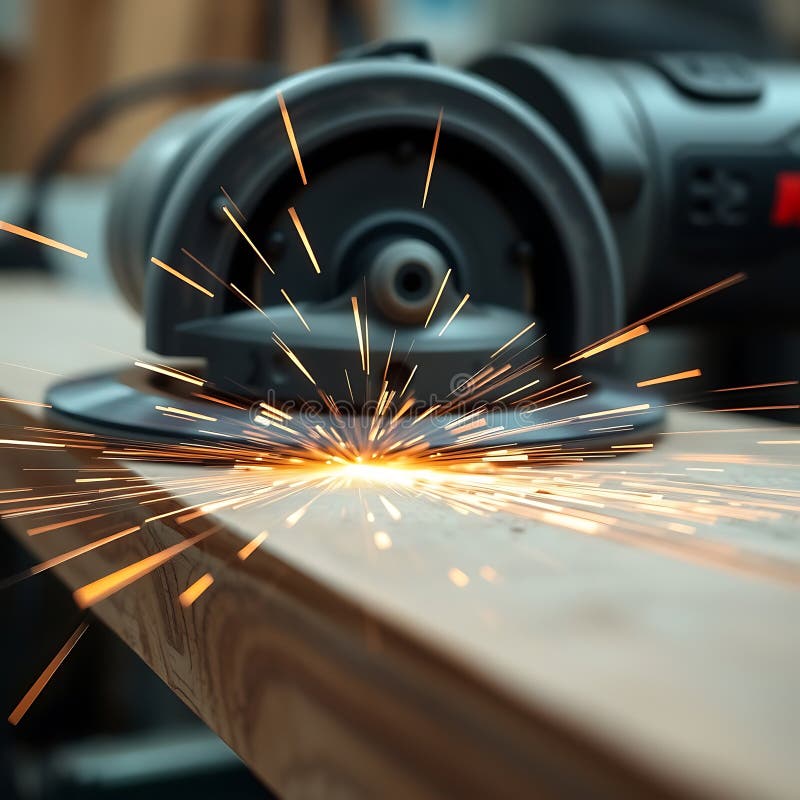 A Slow Motion Shot of a Disc Sander in Action Sparks Flying in ...