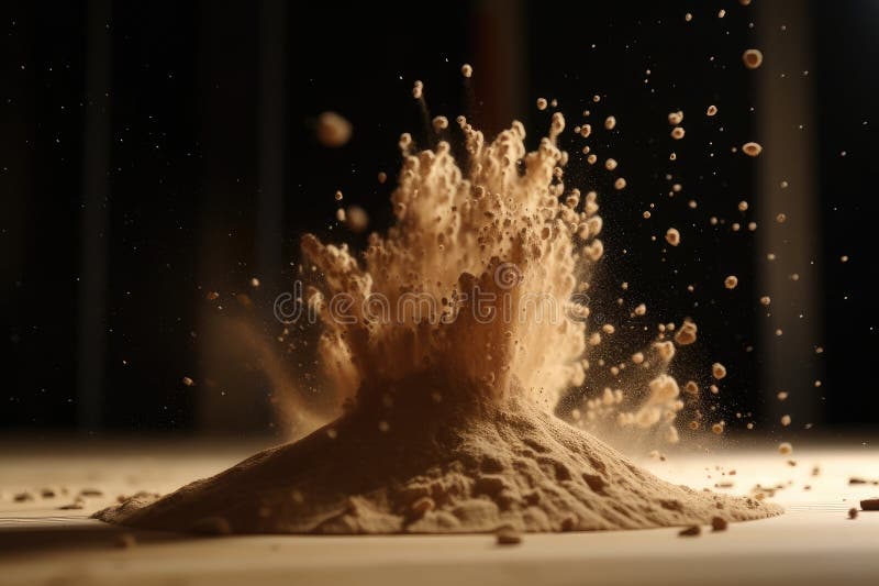 Slow-motion Shot of Sand Explosion, with Tiny Particles Flying through ...