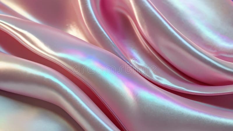 Slow Motion Soft Satin Wave, Light Effect, White Pink Holographic ...