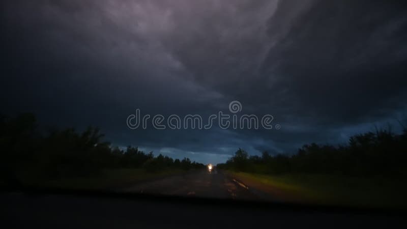 THUNDERSTORM. Car Drive in Heavy Rain and Lightning. Stock Video ...
