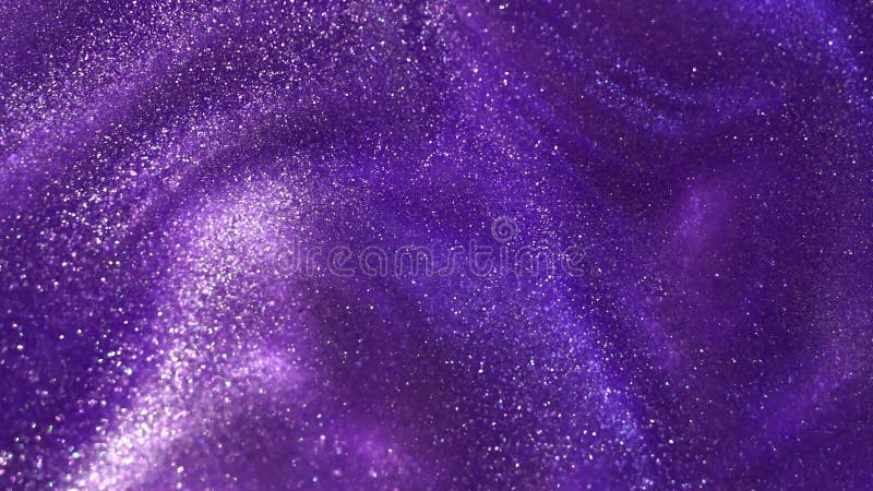 Slow-Motion Study of Shiny Dust Particles in a Purple Liquid. Stock ...