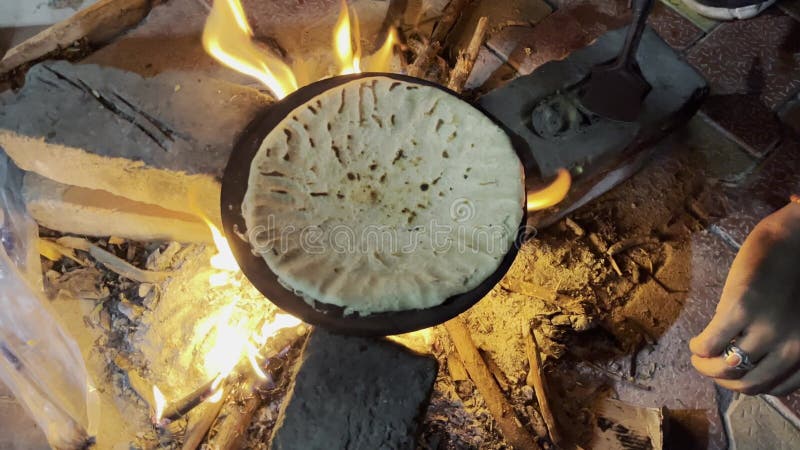 Slow-motion Top View of Making Tortilla on Fire Outdoors Stock Footage ...