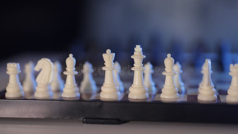 Slow Motion Video of Chess Game and Board. Two Rows of Black and White ...