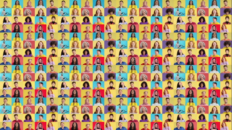 Infinite Mosaic of Happy People Smiling in Studio Stock Video - Video ...