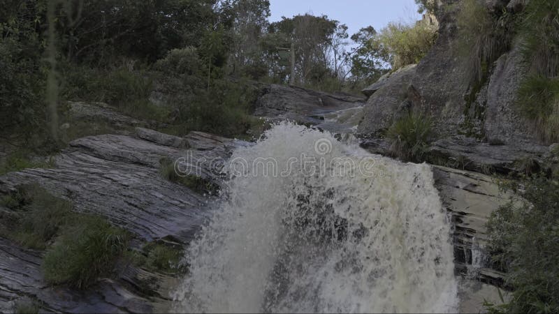 Slow Motion View from the Top of a Rushing Waterfall Stock Photo ...