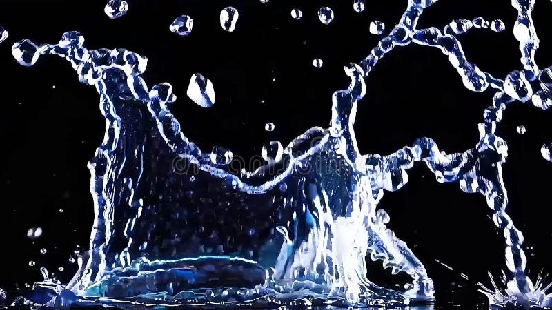Slow Motion Water Explosion Creating Crown Shaped Splash and Suspended ...
