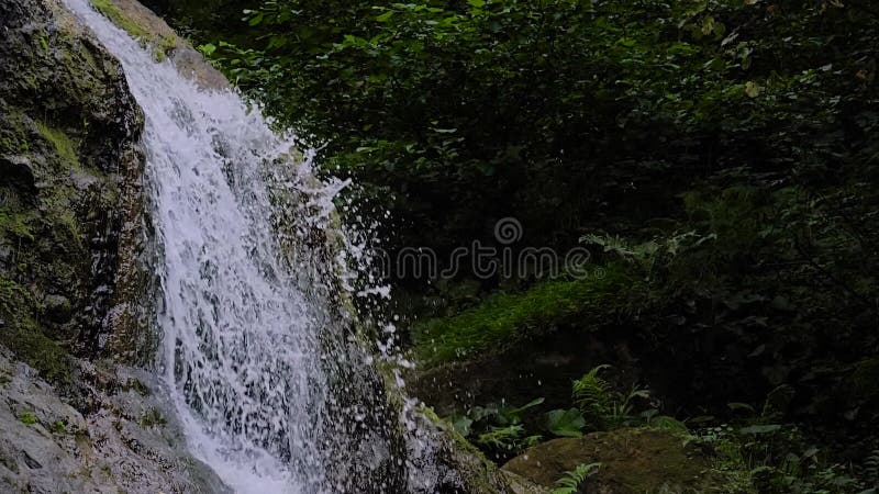 Slow Motion: Waterfall in the Mountain, River is Flowing and Falling ...