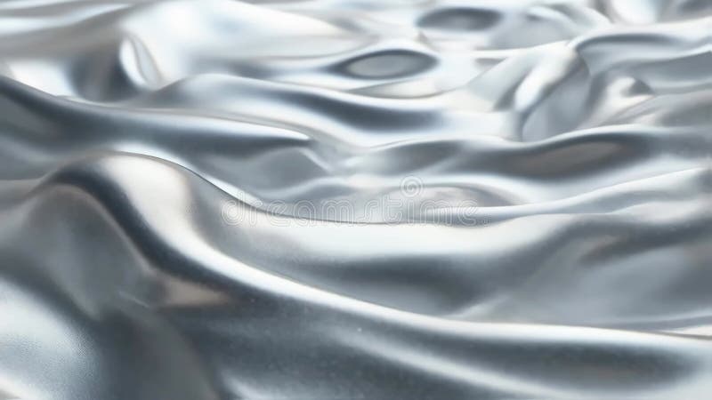 Slow Motion Waves of Liquid Glossy Silver Metal, Glossy Mirror Chrome ...