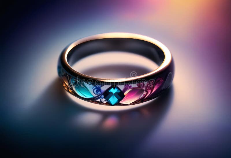 Slow Motion Wedding Ring Captured in Vibrant Colors Stock Illustration ...