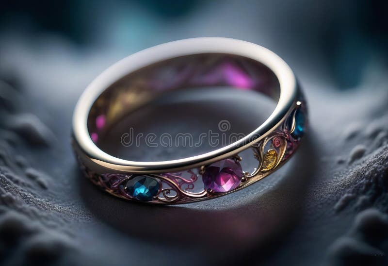 Slow Motion Wedding Ring Captured in Vibrant Colors Stock Illustration ...