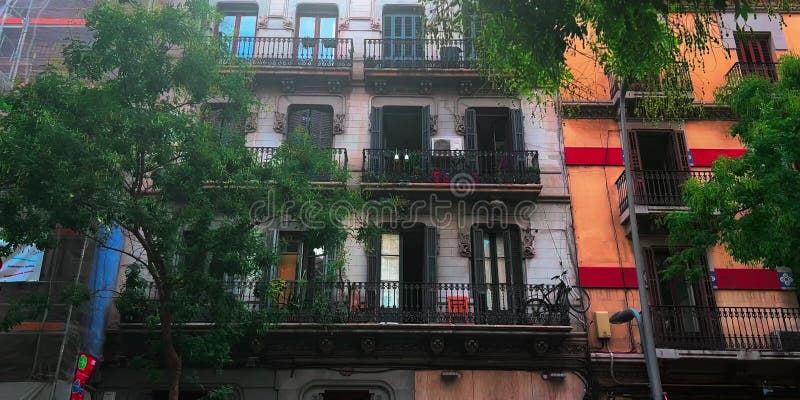 Slow Movement Around Building Facade in Barcelona Stock Footage - Video ...