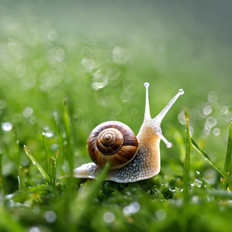 Slow Movement: the Beauty of a Snail on Fresh Grass Stock Illustration ...