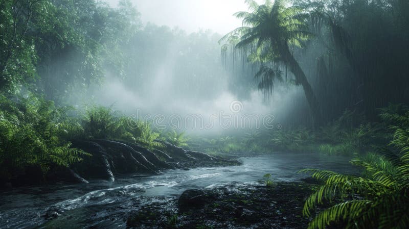 Rainforest Stream stock photo. Image of mystery, mist - 361112978