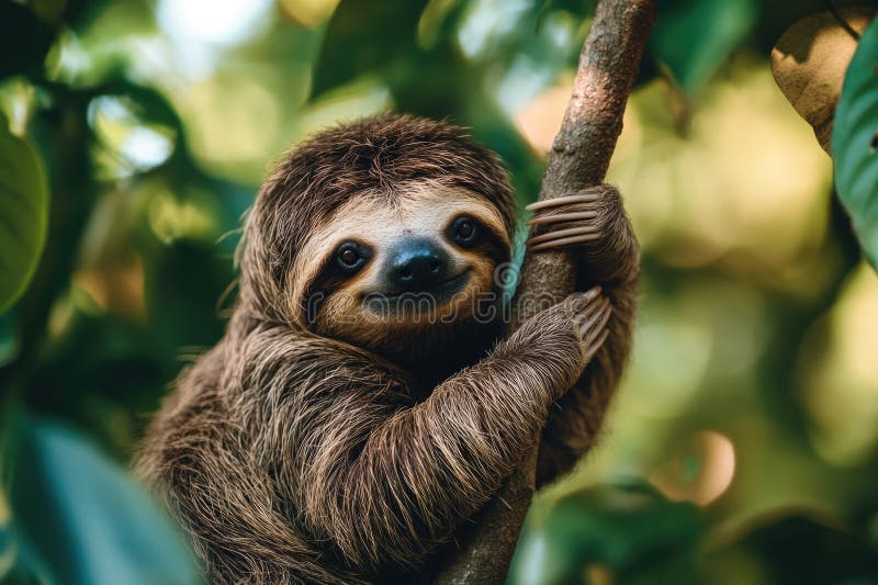 Slow-moving Sloth on a Branch Stock Photo - Image of mammals, nature ...