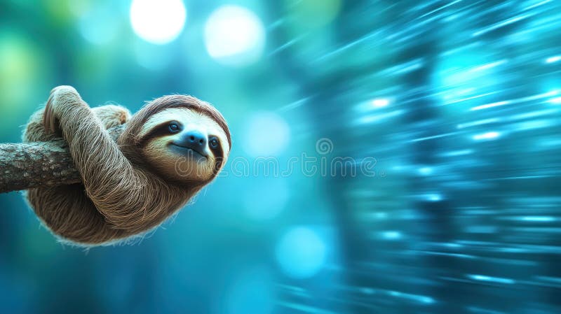 A Slow Moving Sloth Hanging from Tree Branch, Enjoying Its Surroundings ...