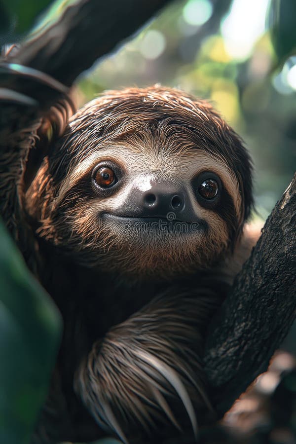 Slow-Moving Sloth in Rainforest Stock Image - Image of species, cute ...