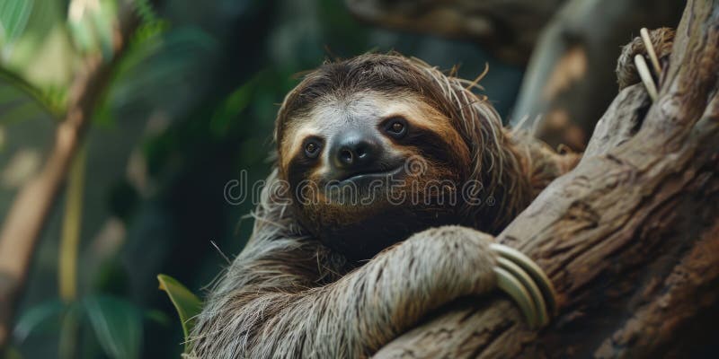 Slow-moving Sloth in Rainforest Stock Photo - Image of ecology ...