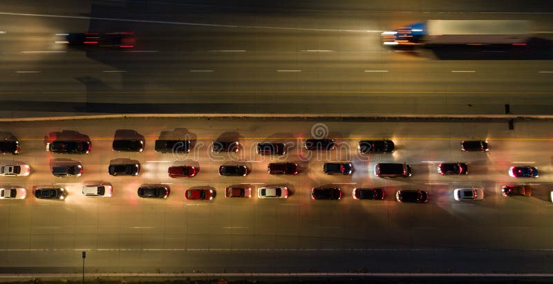 Slow moving traffic stock image. Image of view, headlight - 284916955
