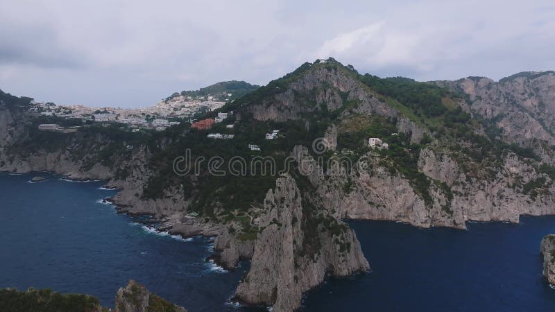 Aerial View of Capri S Cliffs, Coastline, and Whitewashed Towns Stock ...