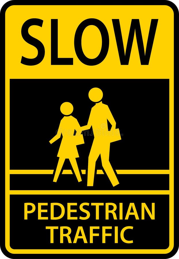 Slow Pedestrian Crossing Sign on White Background Stock Vector ...