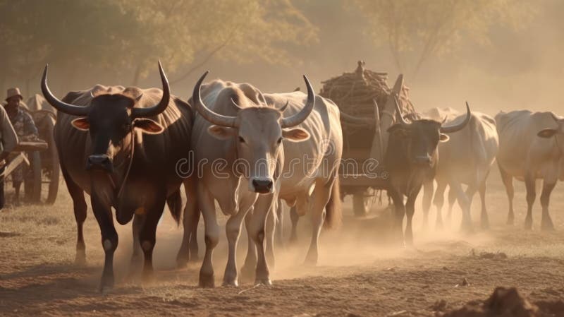 The Slow and Plodding Movements of a Team of Oxen Pulling a Heavy Load ...