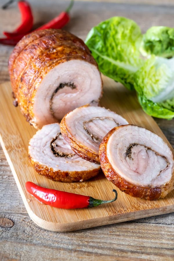Slow-roast rolled pork stock image. Image of pepper - 267532193