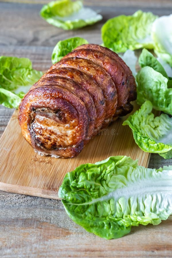 Slow-roast rolled pork stock image. Image of rolled - 267532169