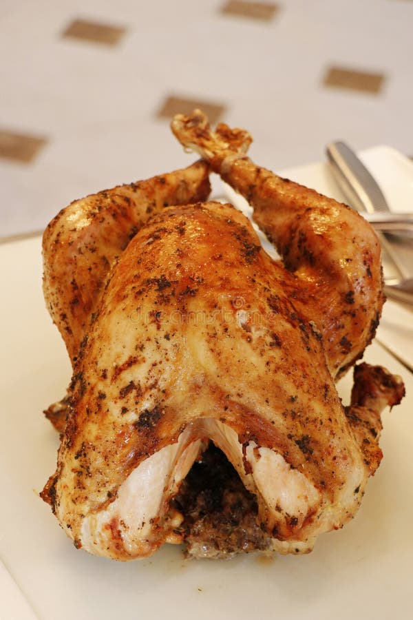 Slow Roasted Turkey or Chicken Basted with Oil and Herbs and Cooked in ...