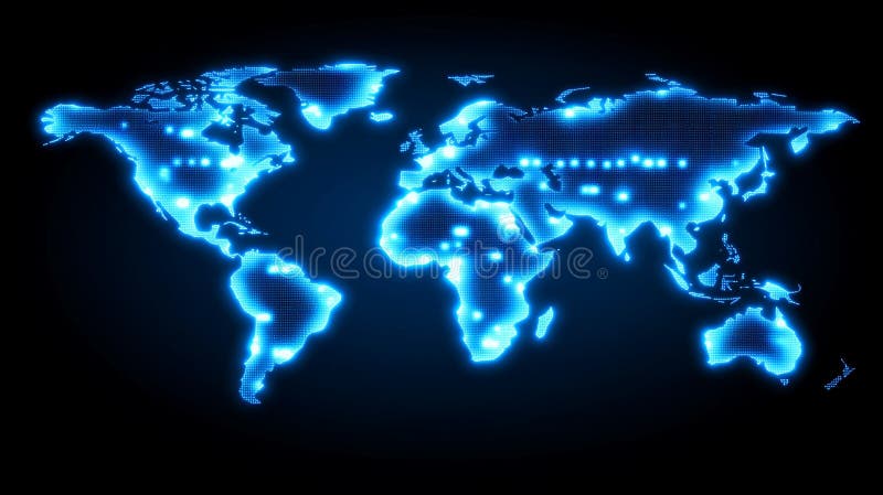 A Slow Rotating Digital Model of Planet Earth is Shown, Covered in a ...